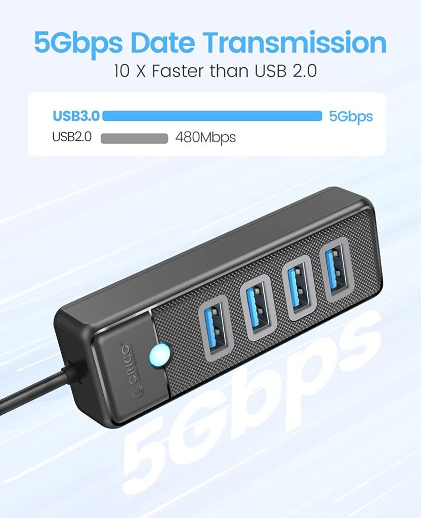 ORICO 4-Port USB HUB 3.0 5Gbps High-Speed Fast Data Transfer
