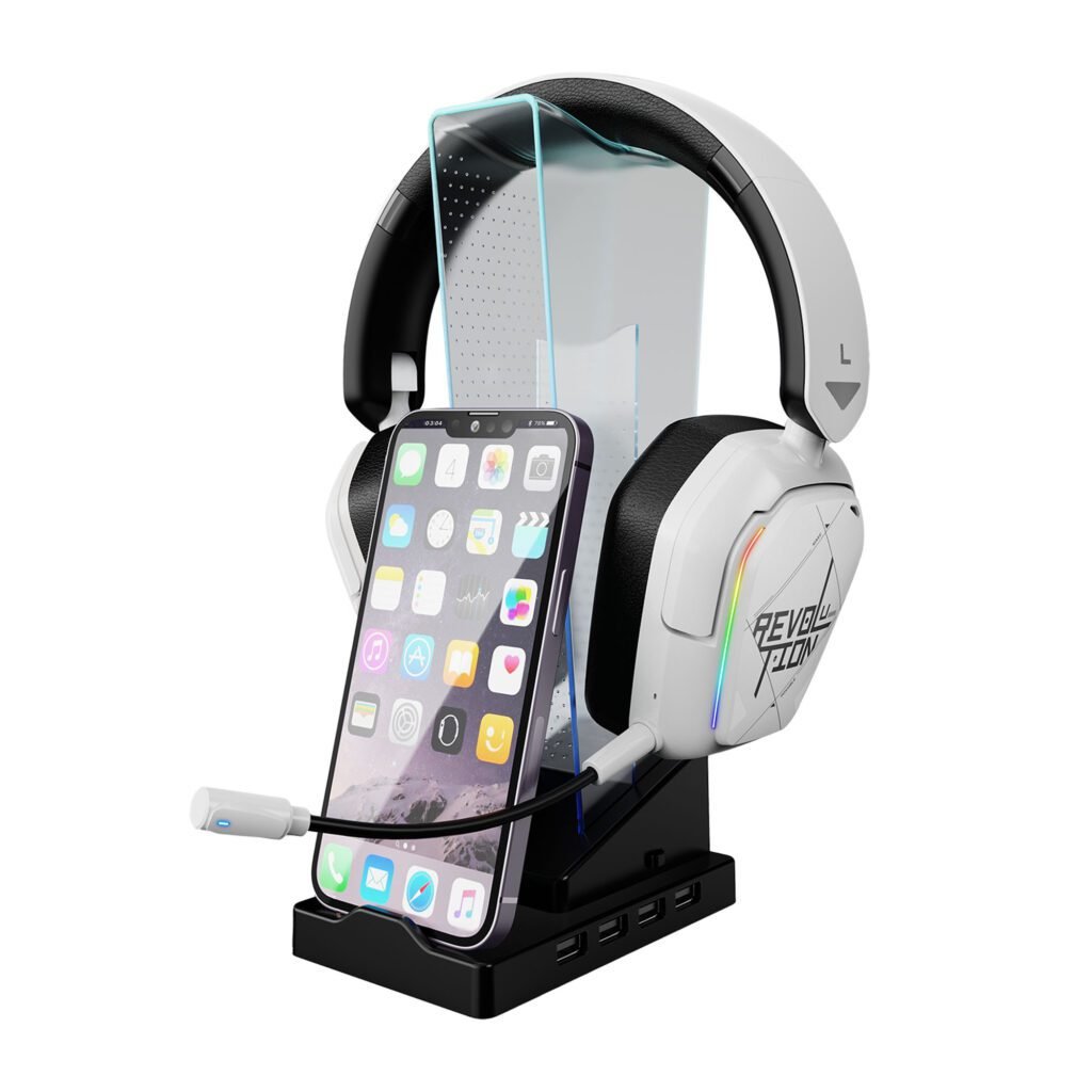 Xtrike-Me HT-09 Headset & Phone Stand with 4 USB Port and LED Light